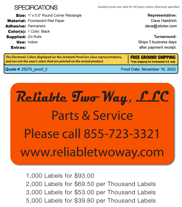 Custom Printed Labels for Job # 25270 by Sticker.com
