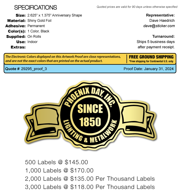 Custom Printed Labels for Job # 29295 by Sticker.com