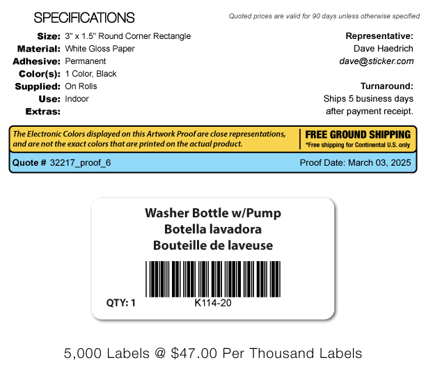 Custom Printed Labels for Job # 32217 by Sticker.com