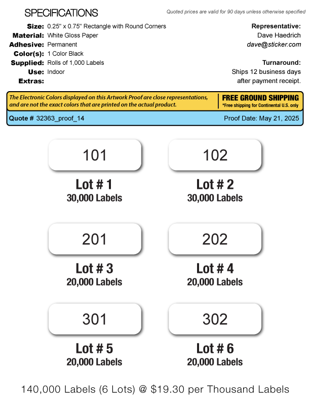 Custom Printed Labels for Job # 32363 by Sticker.com