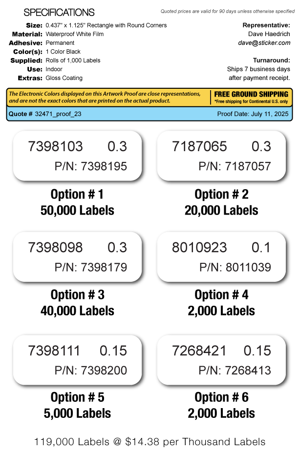 Custom Printed Labels for Job # 32471 by Sticker.com