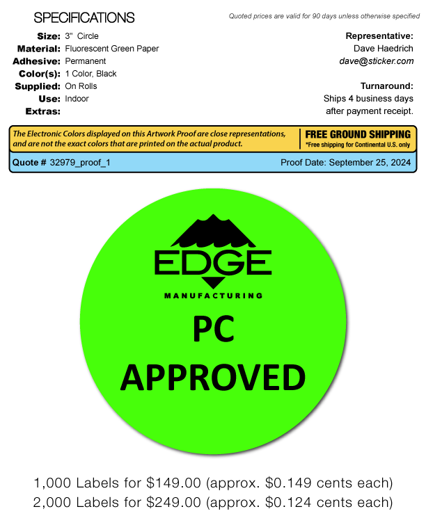 Custom Printed Labels for Job # 32979 by Sticker.com