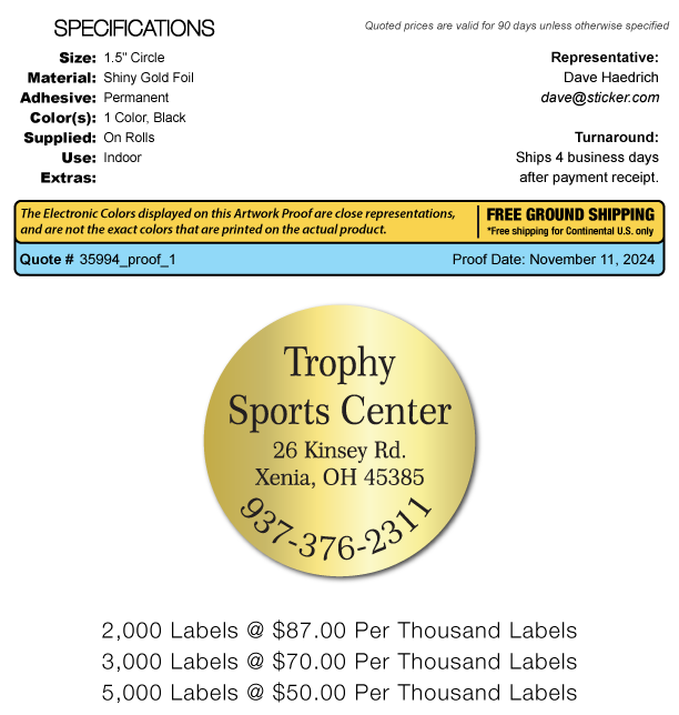 Custom Printed Labels for Job # 35994 by Sticker.com