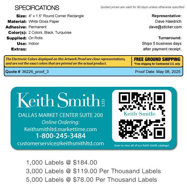 Custom Printed Labels for Job # 36226 by Sticker.com